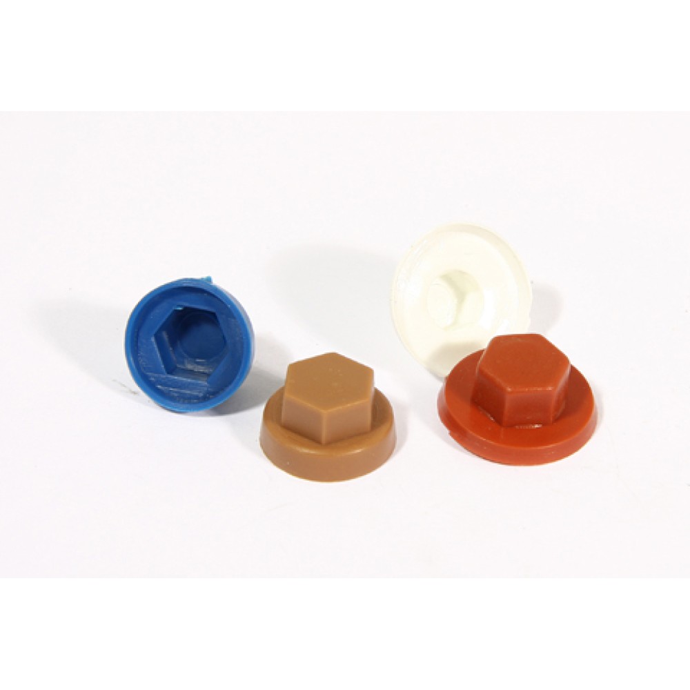 hexagonal plastic screw caps in different colors used for screw ...
