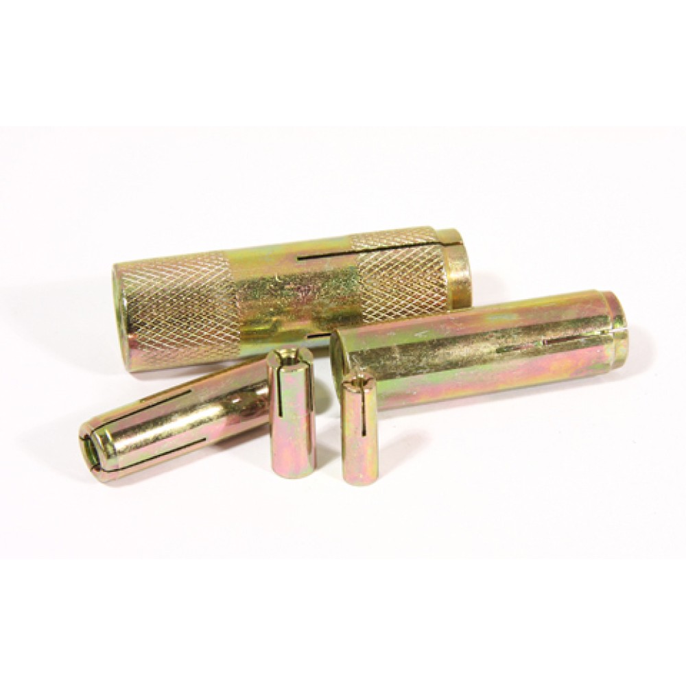 metallic anchors with internal threading and internal cone that expends ...